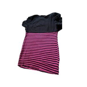 Beautees | Shirts & Tops | Pink And Black Striped Top W Glittery Heart ...